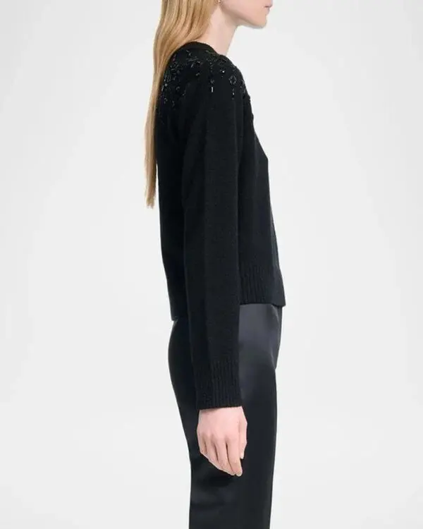 Altuzarra Harold Fair Isle Beaded Wool Crewneck Sweater - Black