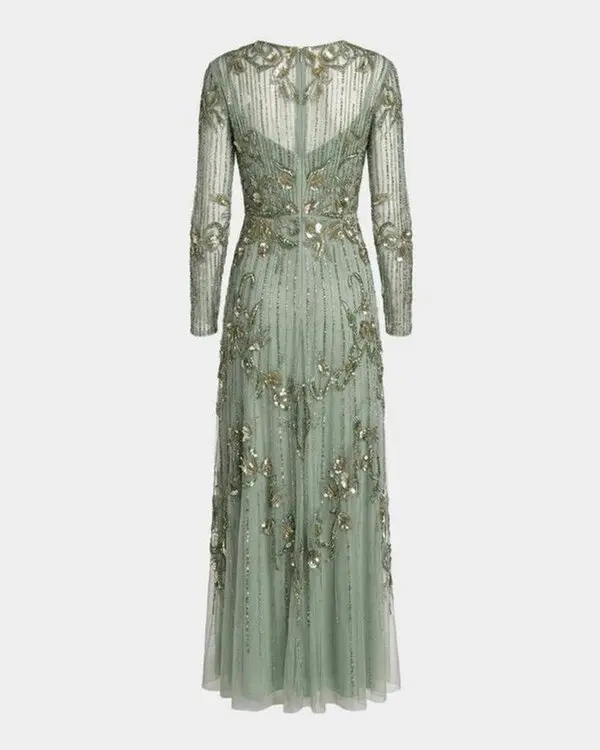 Mac Duggal Embellished Tulle A-line Gown - Sage