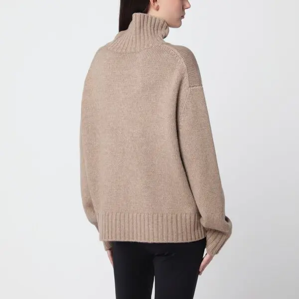 Almada Label Hazelnut Nola Turtleneck Sweater In Merino Wool And Cashmere - Beige