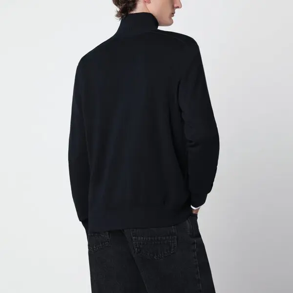 Burberry Navy Wool Sweater With Half Zip