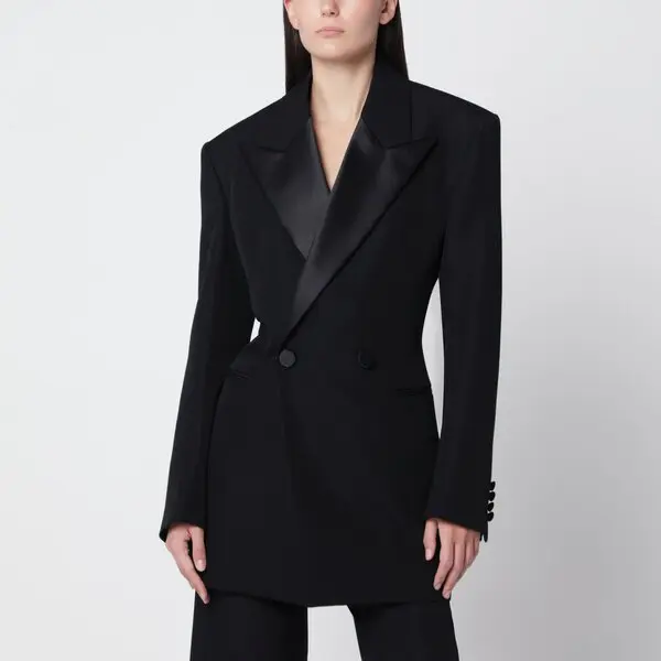 Saint Laurent Double-breasted Tuxedo Jacket In Virgin Wool