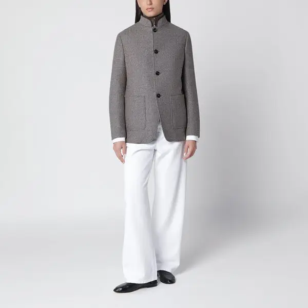 Loro Piana Beige Mélange Spagna Jacket In Wool