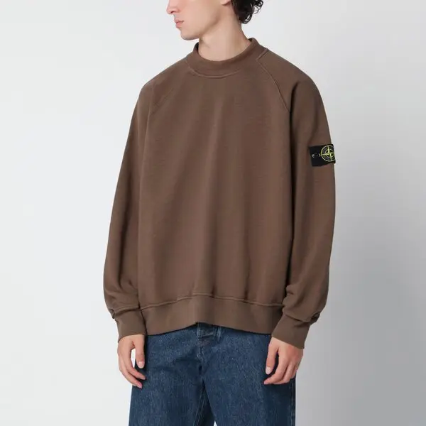 Stone Island Umber Cotton Turtleneck Sweatshirt