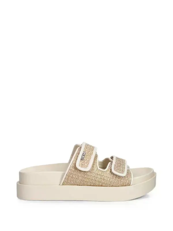 Dkny Touch-strap Woven Platform Heeled Sandals