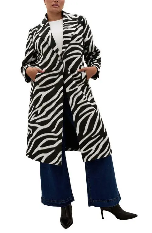 City Chic Print Coat - Zebra