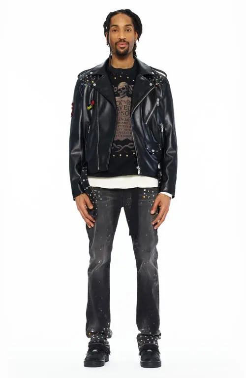 CULT OF INDIVIDUALITY Stars Leather Moto Jacket
