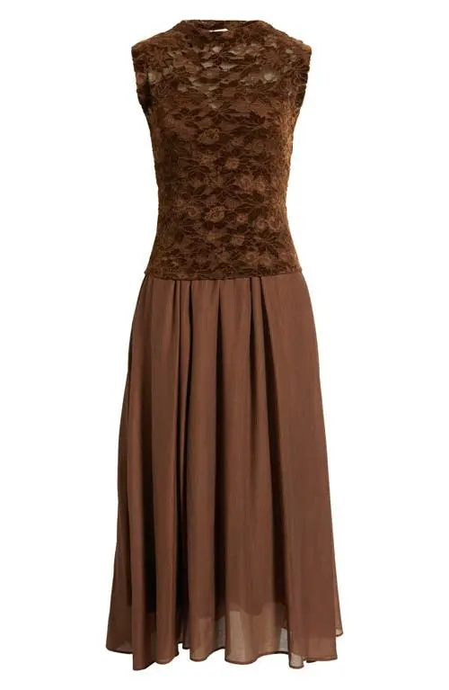 Moon River Mixed Media Midi Dress