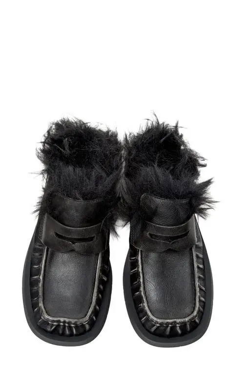 Camper Mil-1978 Leather Mule With Genuine Shearling Trim