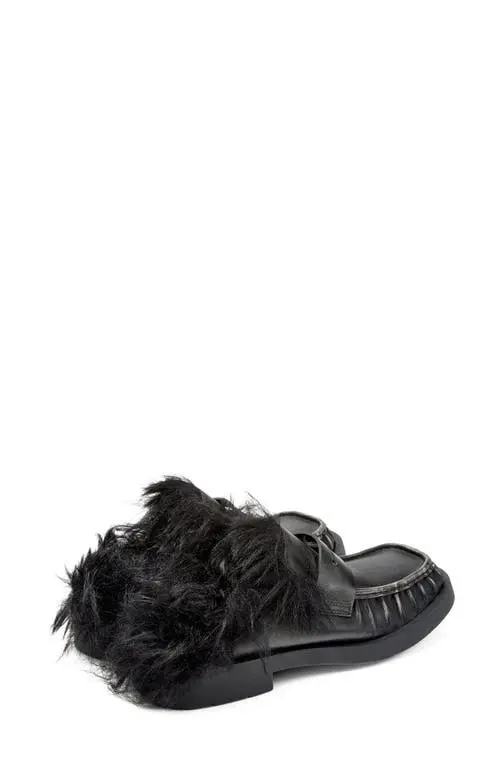 Camper Mil-1978 Leather Mule With Genuine Shearling Trim