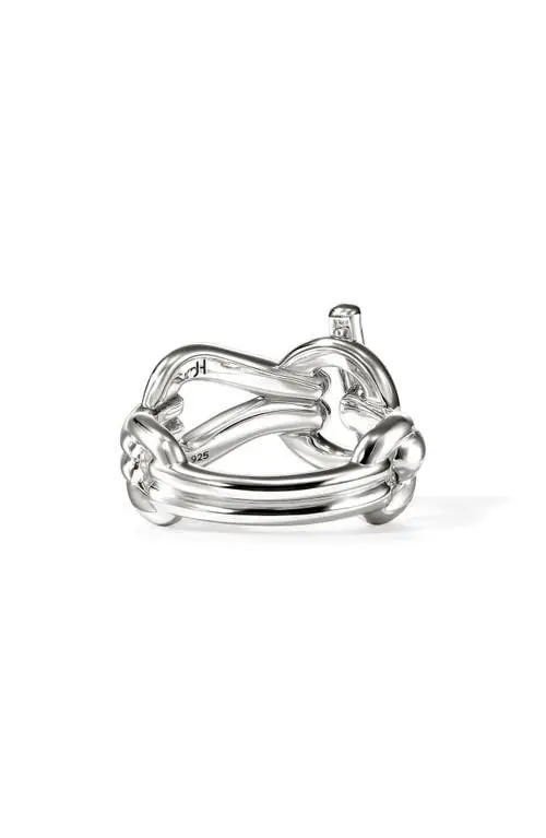 John Hardy Surf Sterling Diamond Band Ring