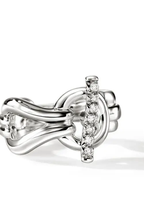 John Hardy Surf Sterling Diamond Band Ring