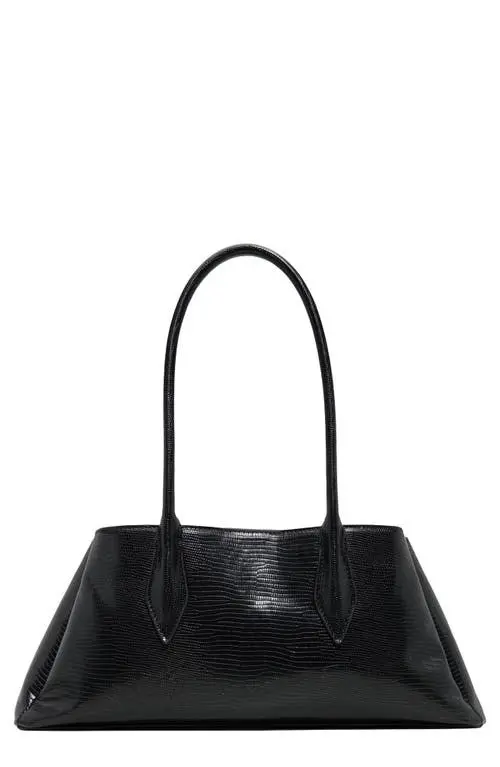 Aldo Avanieex Lizard Embossed Faux Leather Shoulder Bag - Black