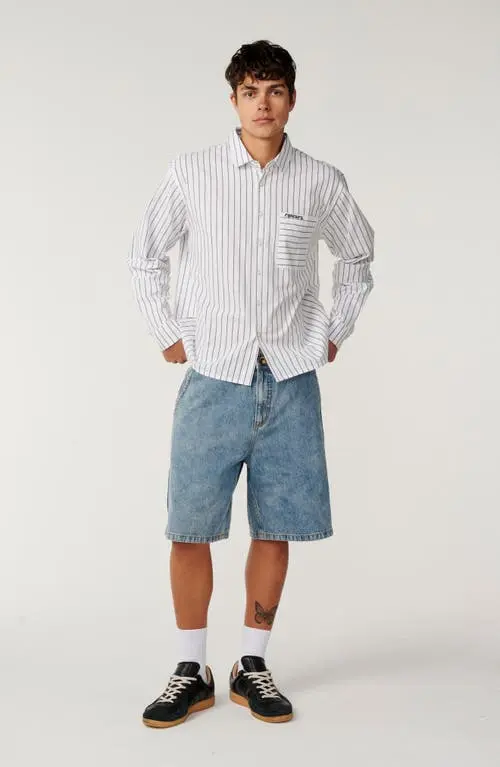 Rip Curl Archive Stripe Cotton Button-up Shirt - White