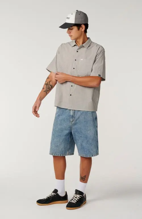 Rip Curl Archive Stripe Short Sleeve Cotton Button-up Shirt - Black