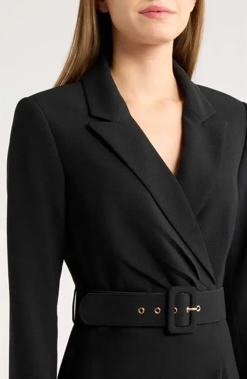 TAHARI ASL Belted Asymmetric Long Sleeve Dress