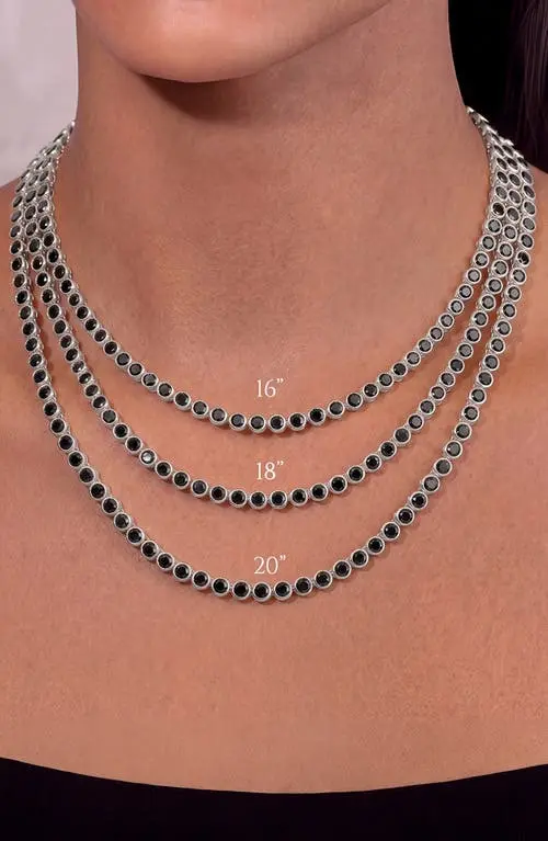 Sterling Forever Helene Bezel Cubic Zirconia Tennis Necklace - Silver