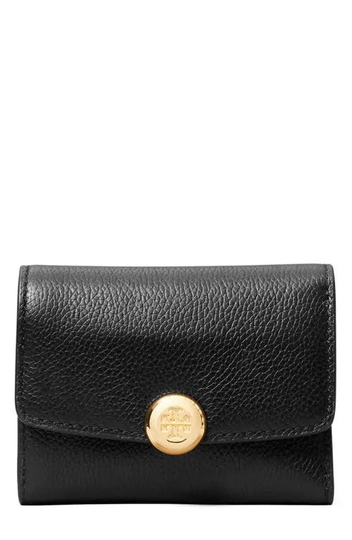 Tory Burch Romy French Flap Leather Wallet - Black
