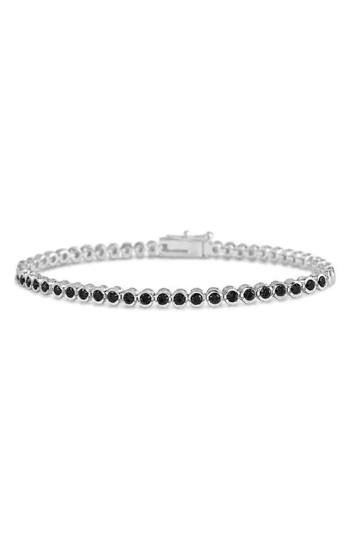 Sterling Forever Helene 14k Plated Cubic Zirconia Bezel Eternity Bracelet - Silver