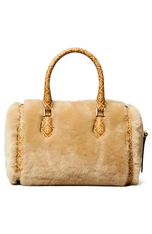 Tory Burch T Monogram Genuine Shearling Petite Barrel Bag