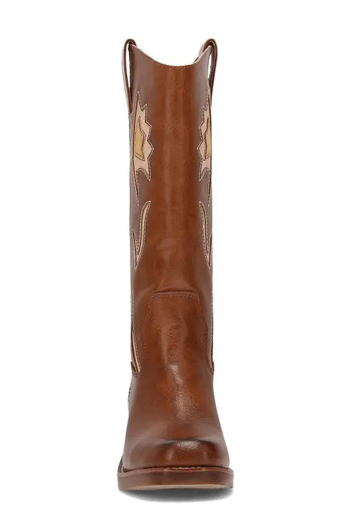 THE FRYE COMPANY Miranda Flower Faux Leather Western Boot - Saddle