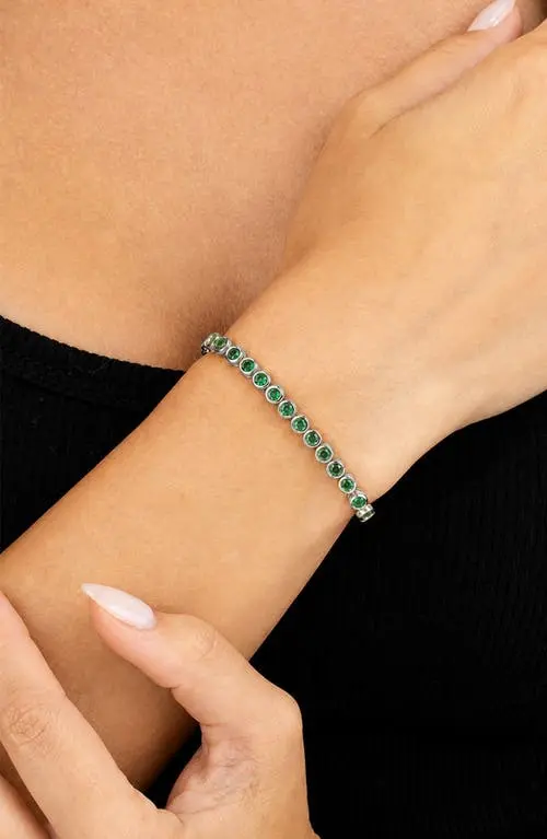 Sterling Forever Helene Cubic Zirconia Bezel Eternity Bracelet - Silver