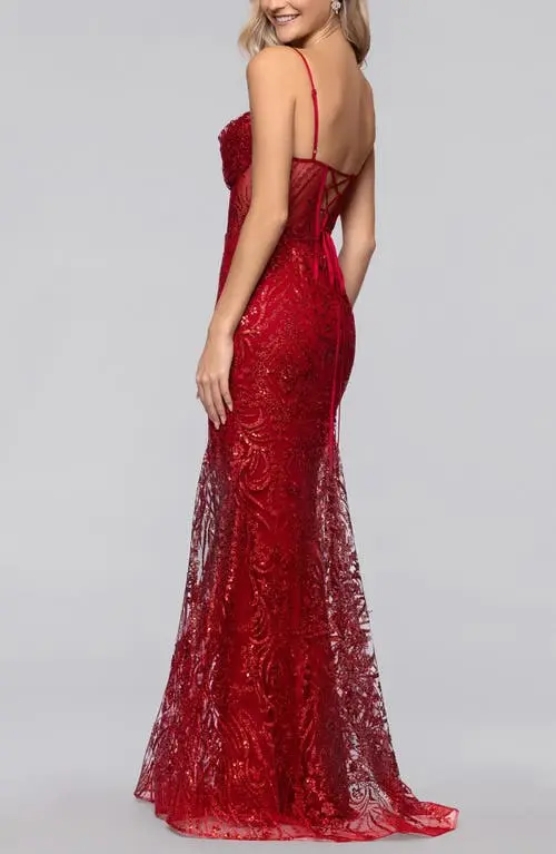 BLONDIE NITES Glitter Corset Sleeveless Gown