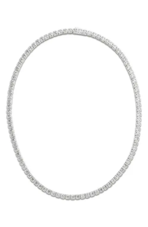Sterling Forever Helene Asscher Cut Tennis Necklace - Silver