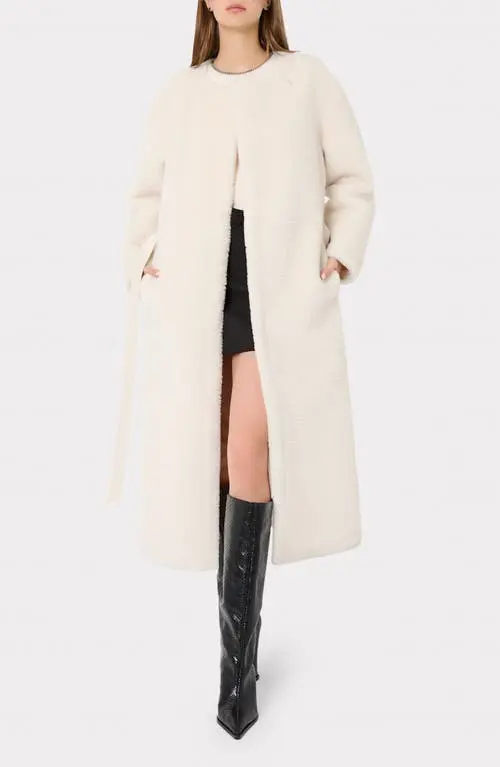 MILLY Galia Faux Fur Coat - Ivory