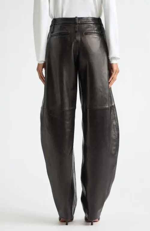 Brandon Maxwell Dean Pleated Leather Balloon Pants
