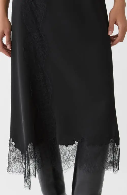Lafayette 148 New York Asymmetric Lace Trim Crepe Skirt