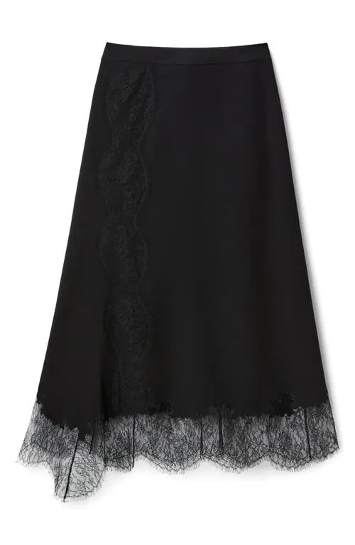 Lafayette 148 New York Asymmetric Lace Trim Crepe Skirt