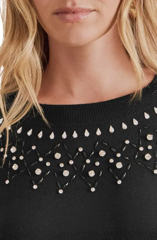 Splendid Fletcher Embellished Sweater - Black