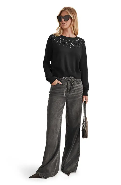 Splendid Fletcher Embellished Sweater - Black