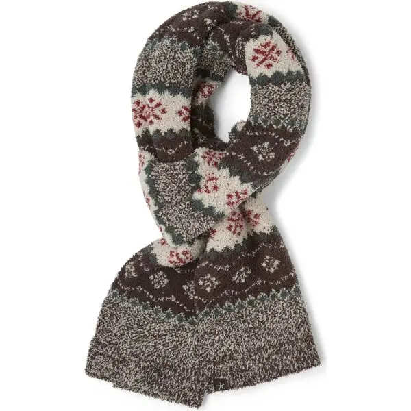 Barefoot Dreams Cozychic Fair Isle Scarf - Umber Multi