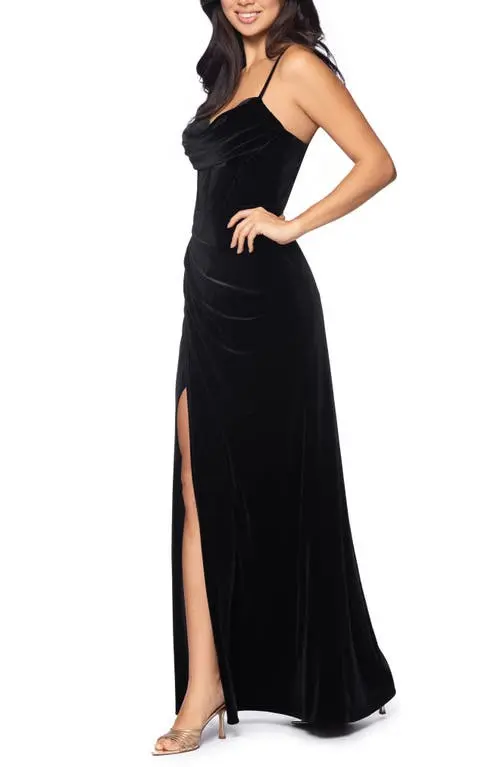 BLONDIE NITES Corset Bodice Velvet Gown