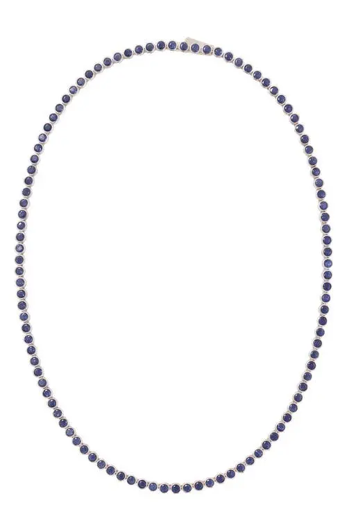 Sterling Forever Helene Bezel Sapphire Cubic Zirconia Tennis Necklace - Silver