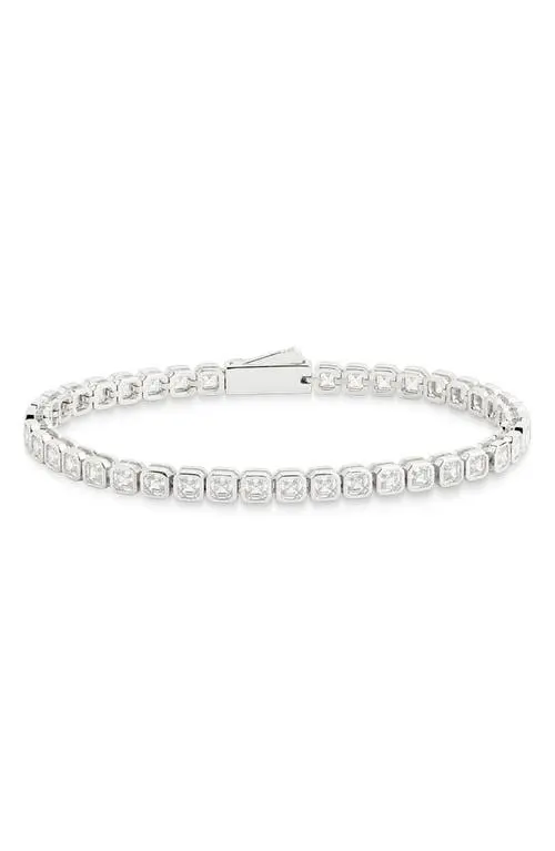 Sterling Forever Helene 14k Plated Asscher Cut Tennis Bracelet - Silver