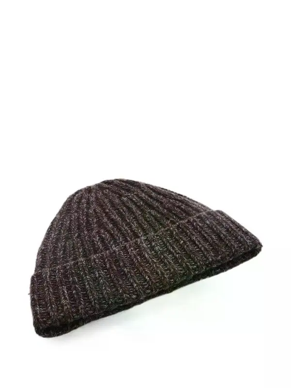 YVES SALOMON Marl Ribbed-knit Beanie Hat