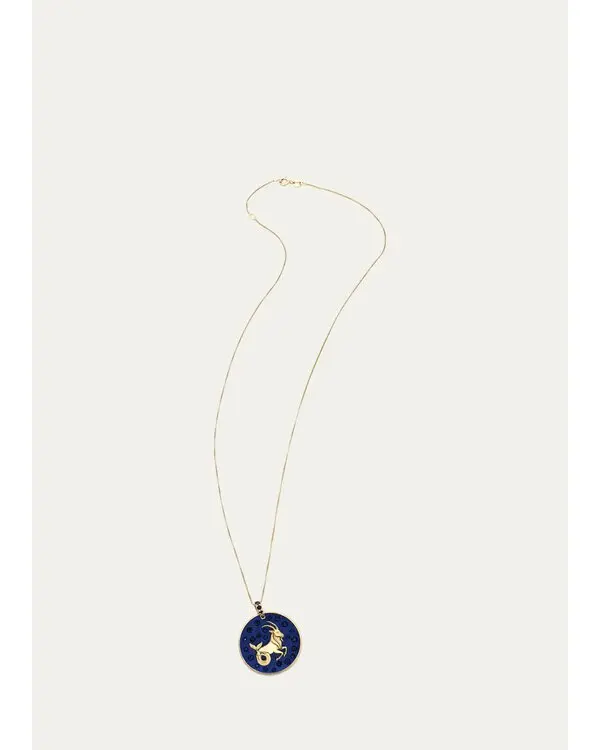 FARAONE MENNELLA BY R.F.M.A.S. 18k Yellow Gold, Sterling Silver & Titanium Capricorn Pendant Necklace - Blue