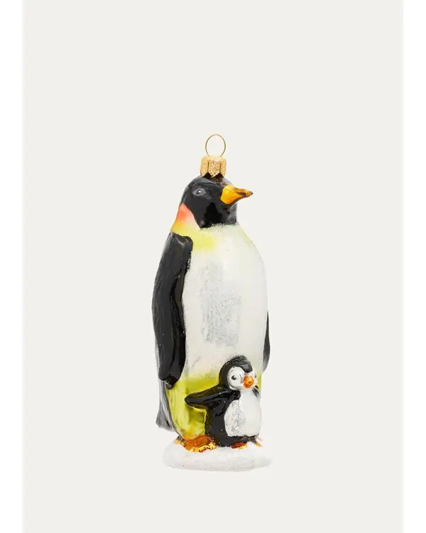 IMPULS Emperor Penguins Glass Ornat - Brown