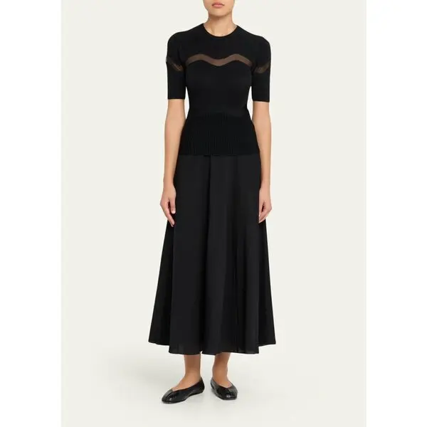 Ulla Johnson Ayla Wavy-inset Short-sleeve Rib Top