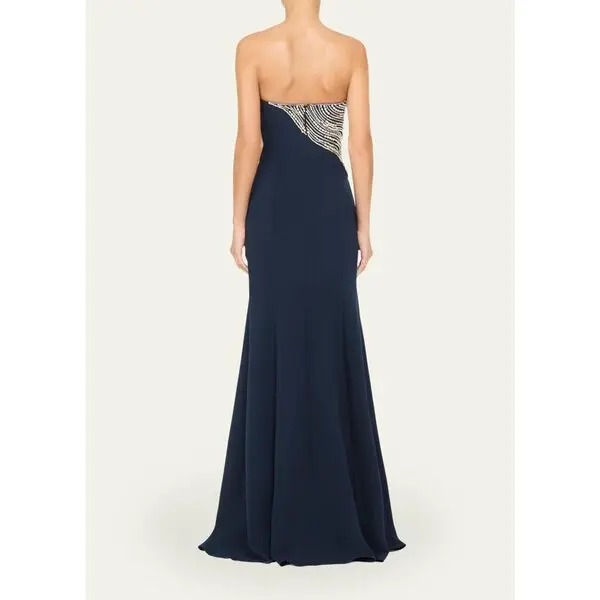 Jenny Packham Soyala Wave Beaded Strapless Gown