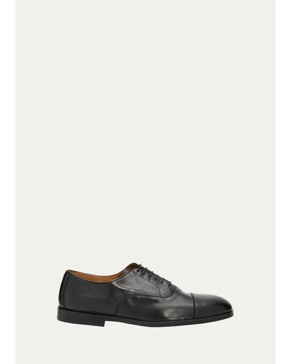 DOUCAL'S Stresa Grained Leather Oxford Dress Shoes - Black