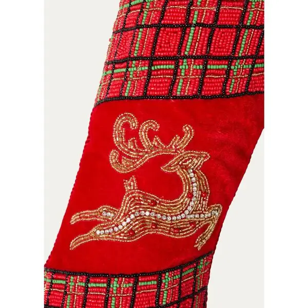 SUDHA PENNATHUR Velvet Embellished Christmas Stocking - Multi