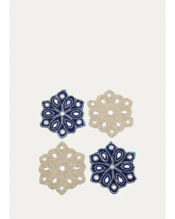 SUDHA PENNATHUR Beaded Snowflake Coasters, Set Of 4