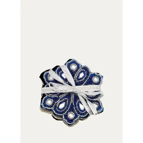 SUDHA PENNATHUR Beaded Snowflake Coasters, Set Of 4