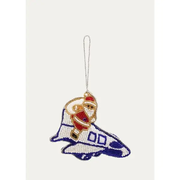 SUDHA PENNATHUR Santa On A Plane Beaded Ornat