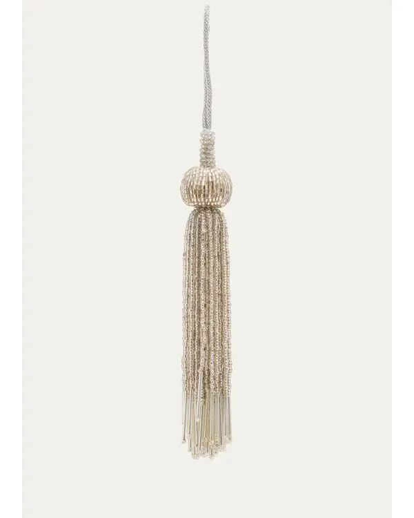 SUDHA PENNATHUR Silver Beaded Tassel Christmas Ornat