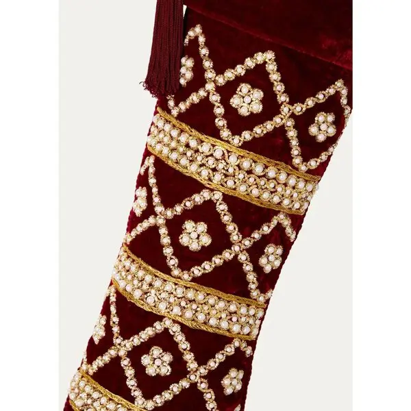 SUDHA PENNATHUR Embroidered Velvet Christmas Stocking