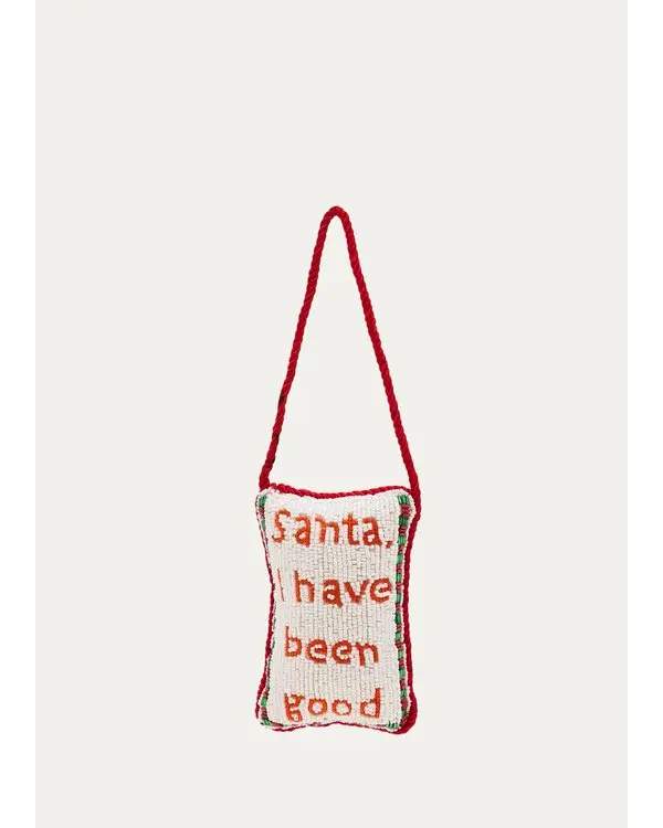 SUDHA PENNATHUR Santa, I Have Been Good Beaded Velvet Doorknocker